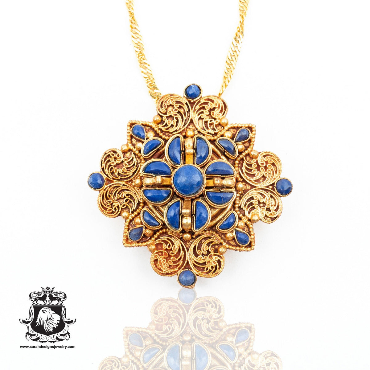 Royal Blue Lapis lazuli Supreme Ghau Amulet Prayer Box Pendant Np17 ...