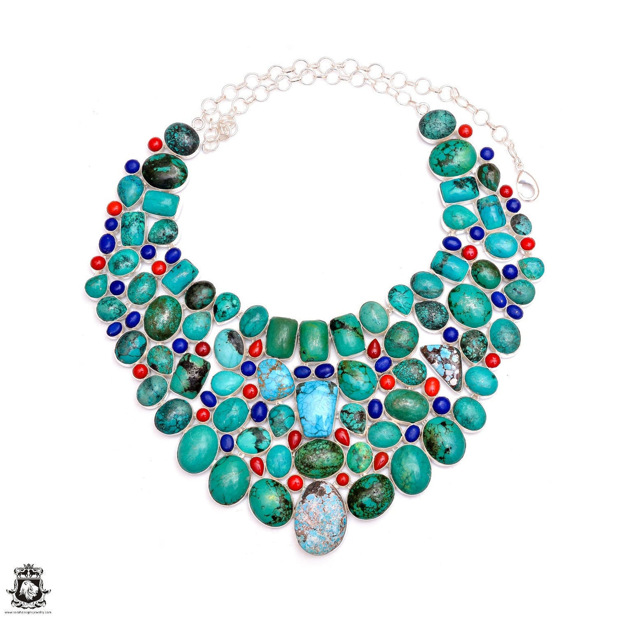 SHOWSTOPPER! Number 8 Turquoise Coral Genuine Gemstone Necklace BNC23 ...