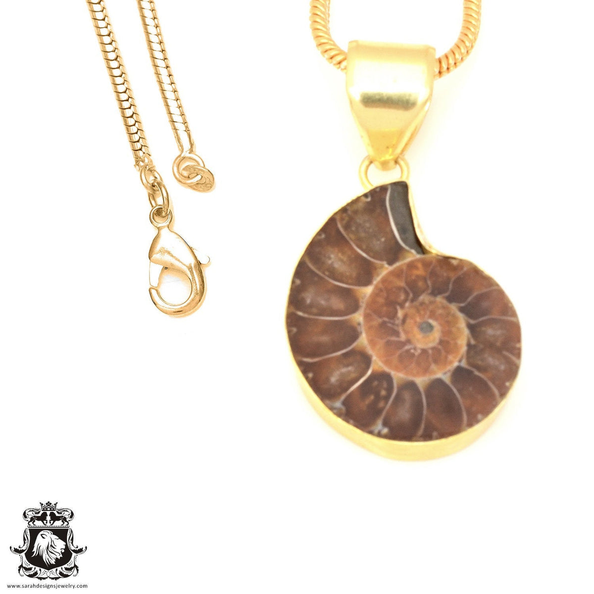 Ammonite 24K Gold Plated Pendant GPH672 — Sarah Designs Jewelry
