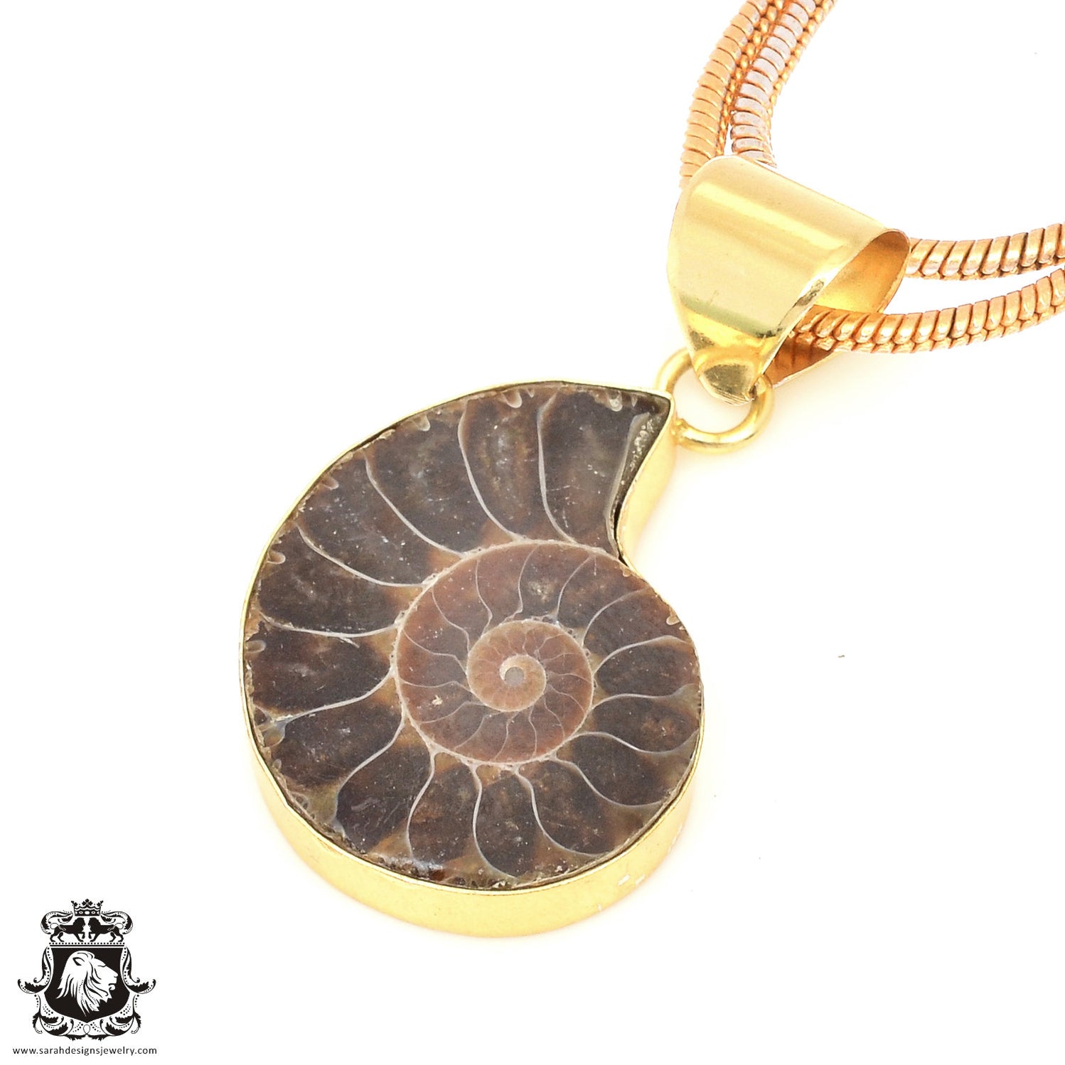 Ammonite 24K Gold Plated Pendant GPH681 — Sarah Designs Jewelry