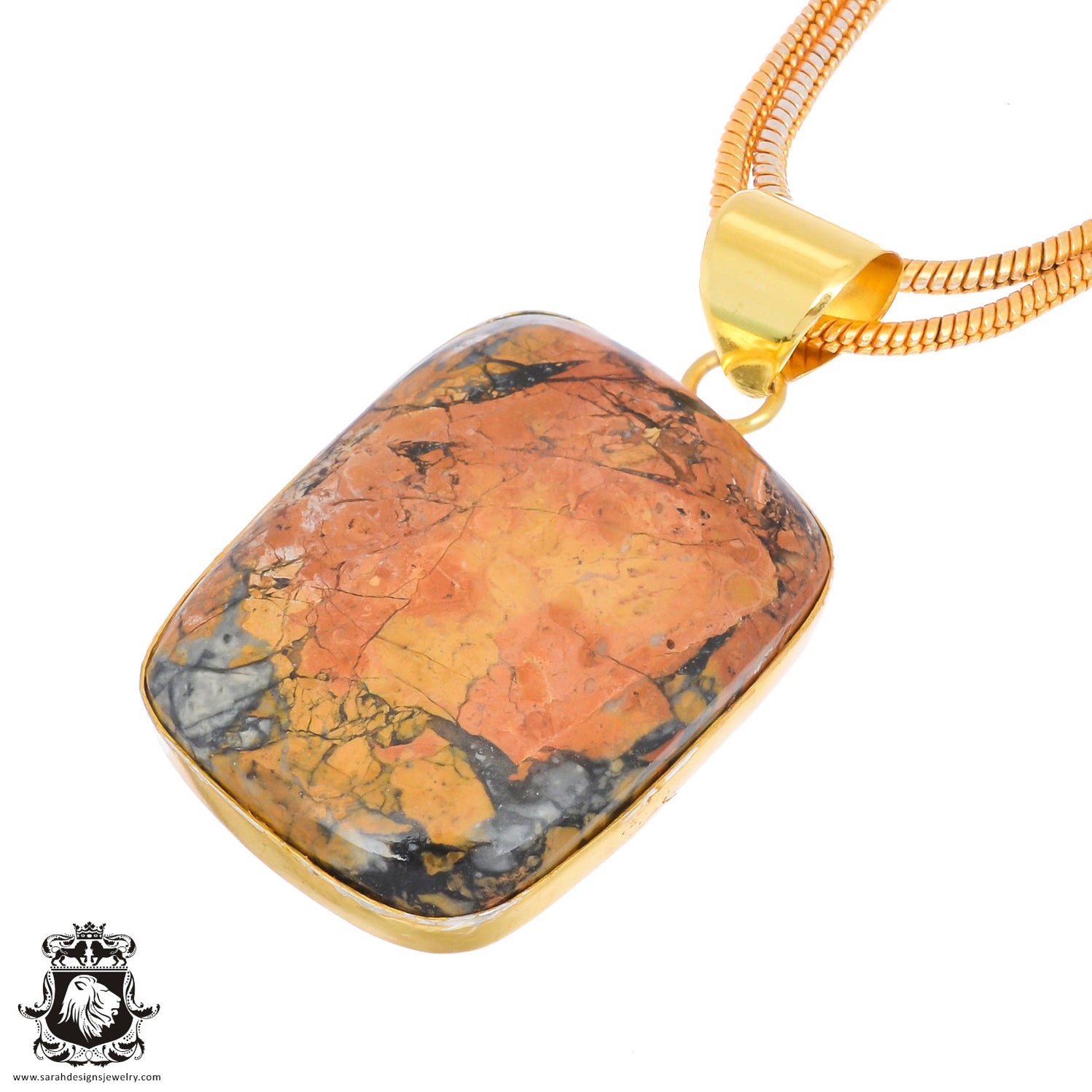 Malinga Jasper 24K Gold Plated Pendant GPH1340 — Sarah Designs Jewelry