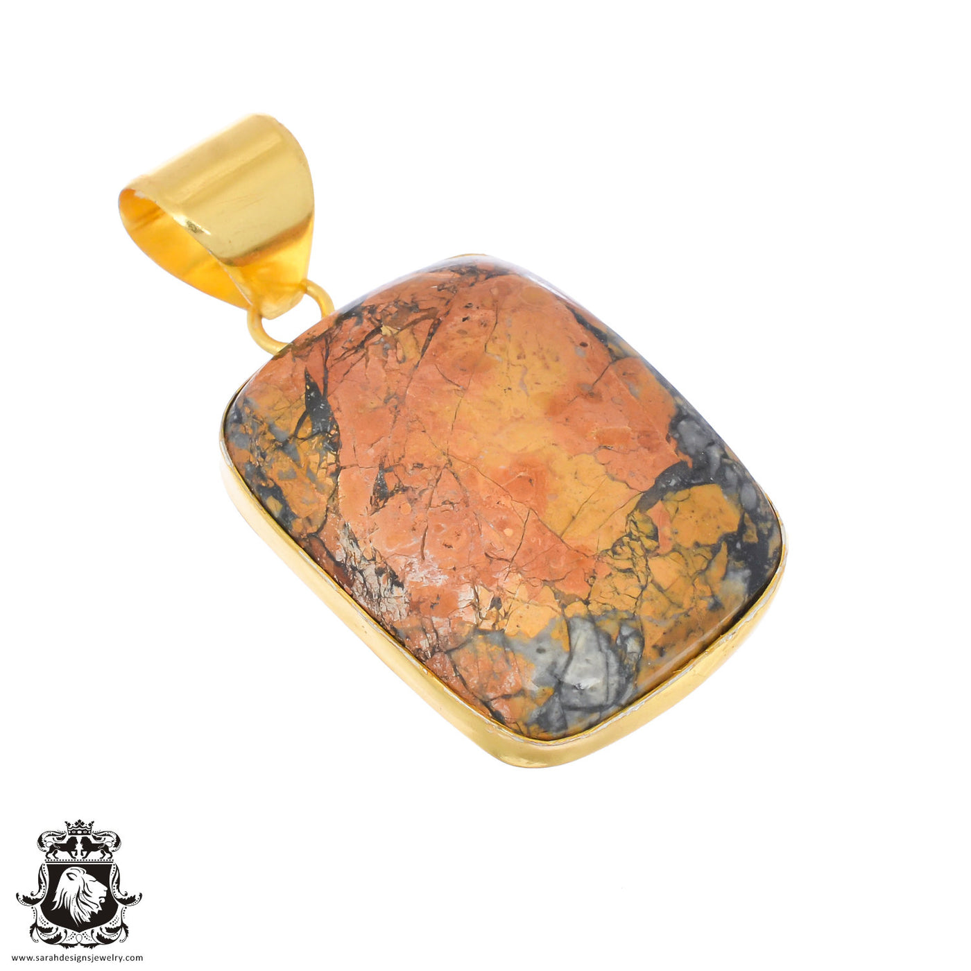Malinga Jasper 24K Gold Plated Pendant GPH1340 — Sarah Designs Jewelry