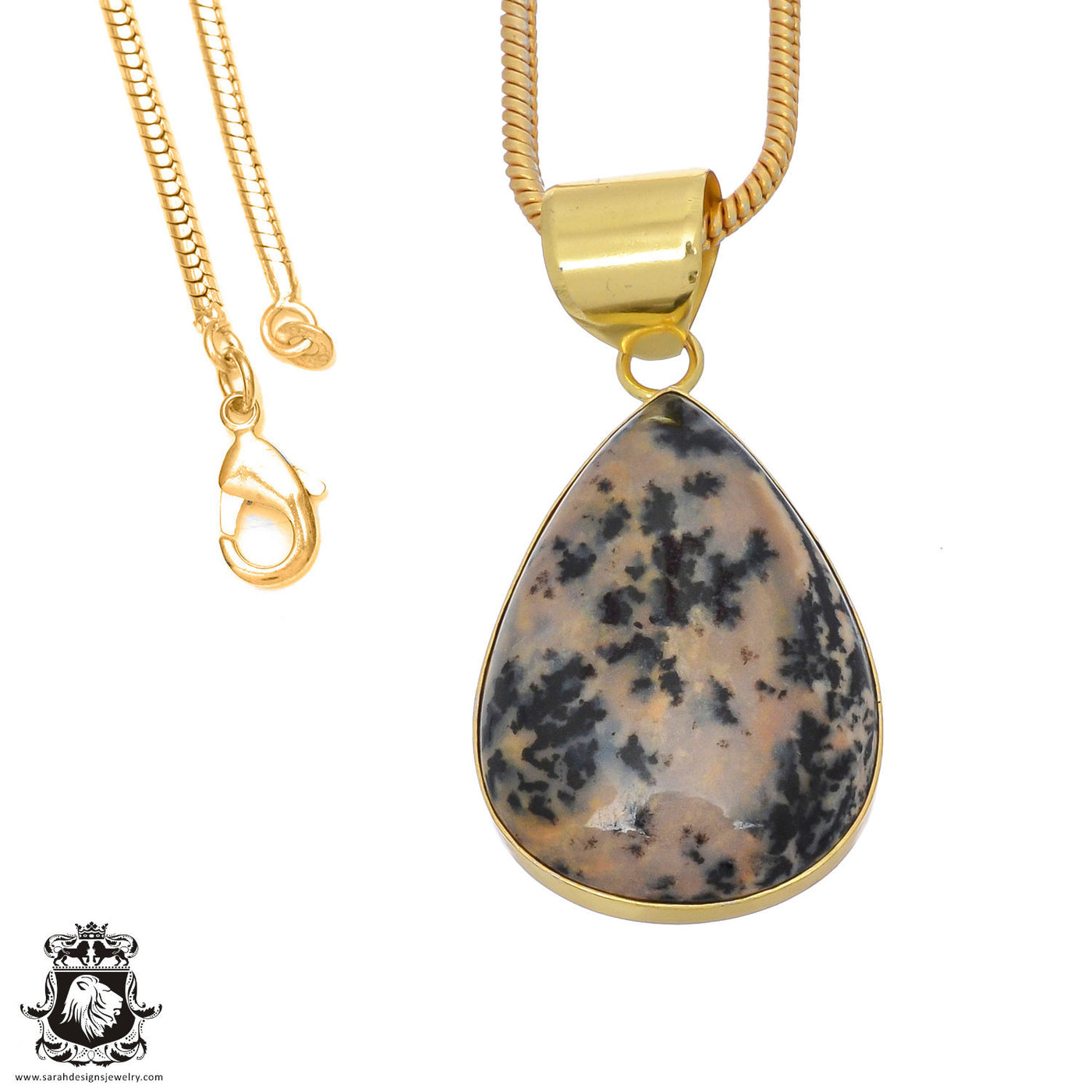 Merlinite Dendritic Opal 24K Gold Plated Pendant GPH752 — Sarah Designs ...