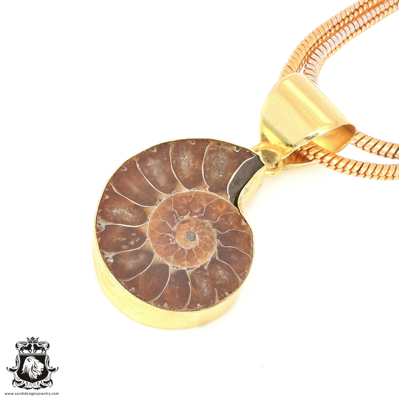 Ammonite 24K Gold Plated Pendant GPH672 — Sarah Designs Jewelry