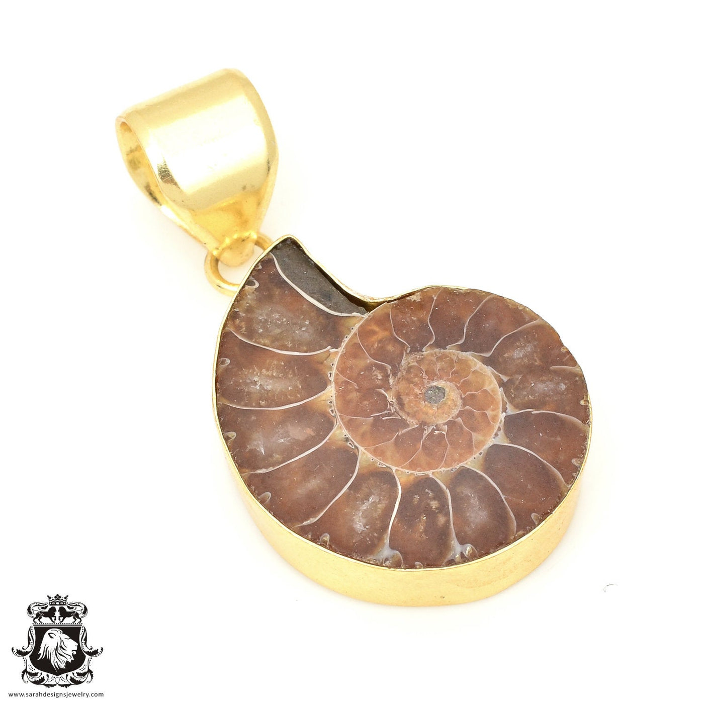 Ammonite 24K Gold Plated Pendant GPH672 — Sarah Designs Jewelry