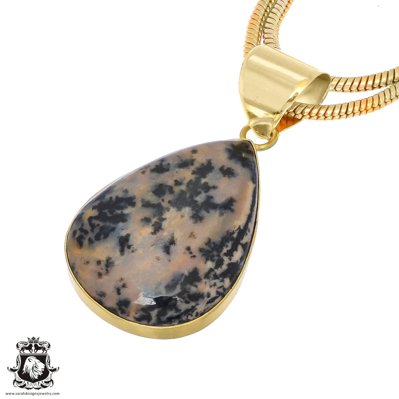 Merlinite Dendritic Opal 24K Gold Plated Pendant GPH752 — Sarah Designs ...