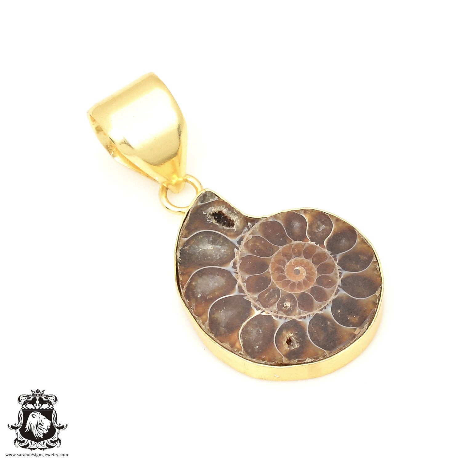 Ammonite 24K Gold Plated Pendant GPH679 — Sarah Designs Jewelry