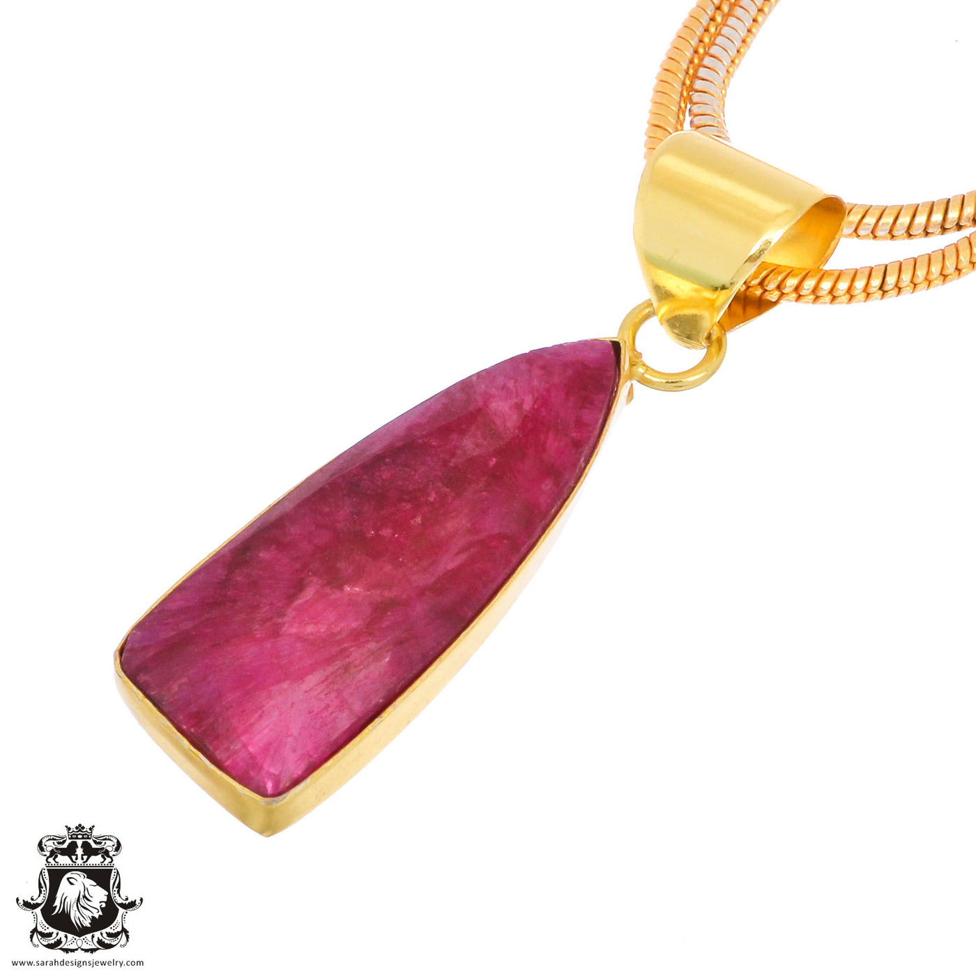 Ceylon Ruby 24K Gold Plated Pendant GPH1261 — Sarah Designs Jewelry