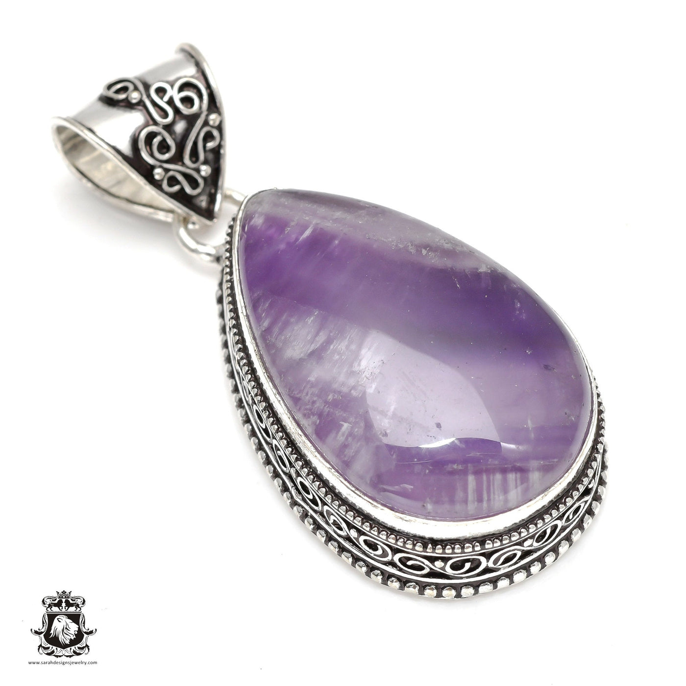 CHEVRON Amethyst VINTAGE Silver Pendant 4mm Snake Chain V26 — Sarah ...