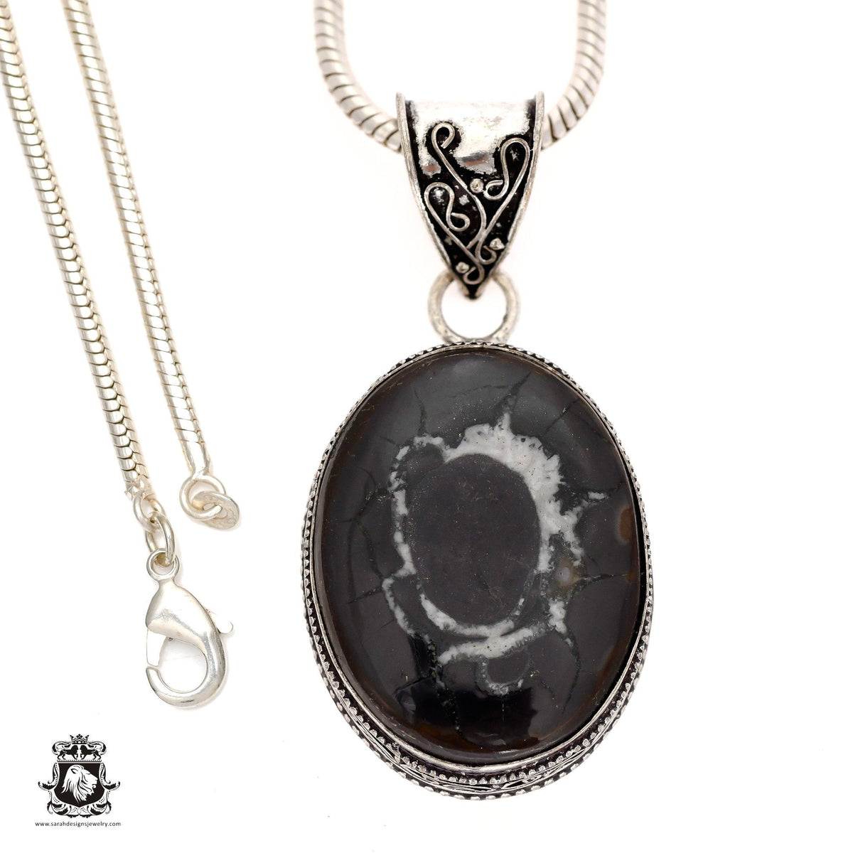 Septarian Nodule Vintage Silver Pendant & Chain V620 — Sarah Designs ...