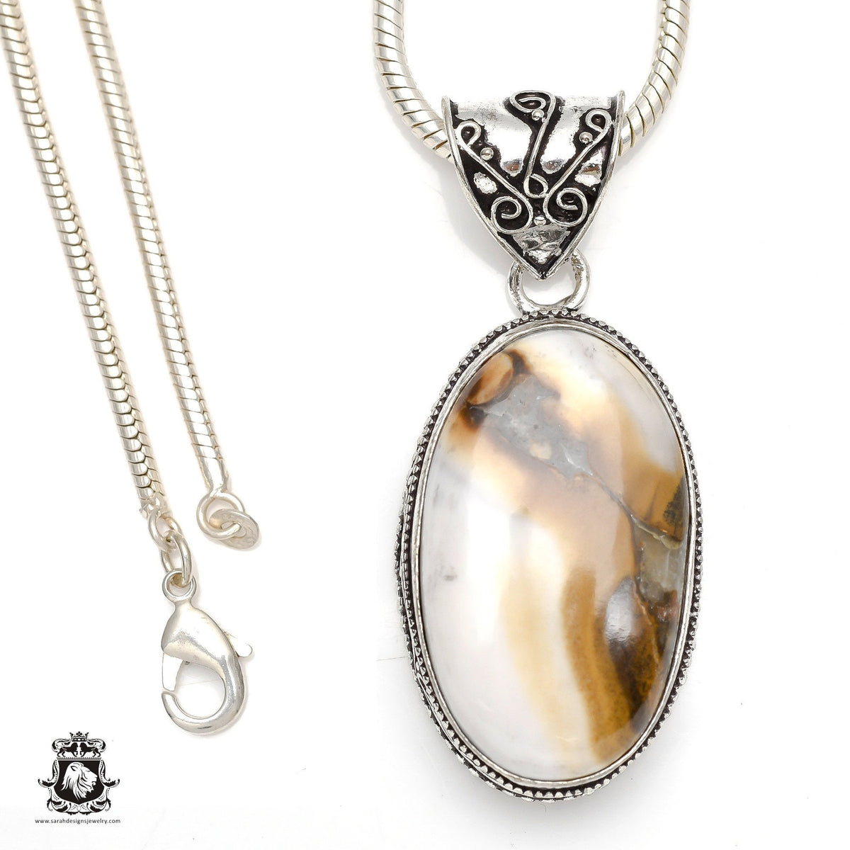 King Cobra Jasper Vintage Silver Pendant & Chain V164 — Sarah Designs ...