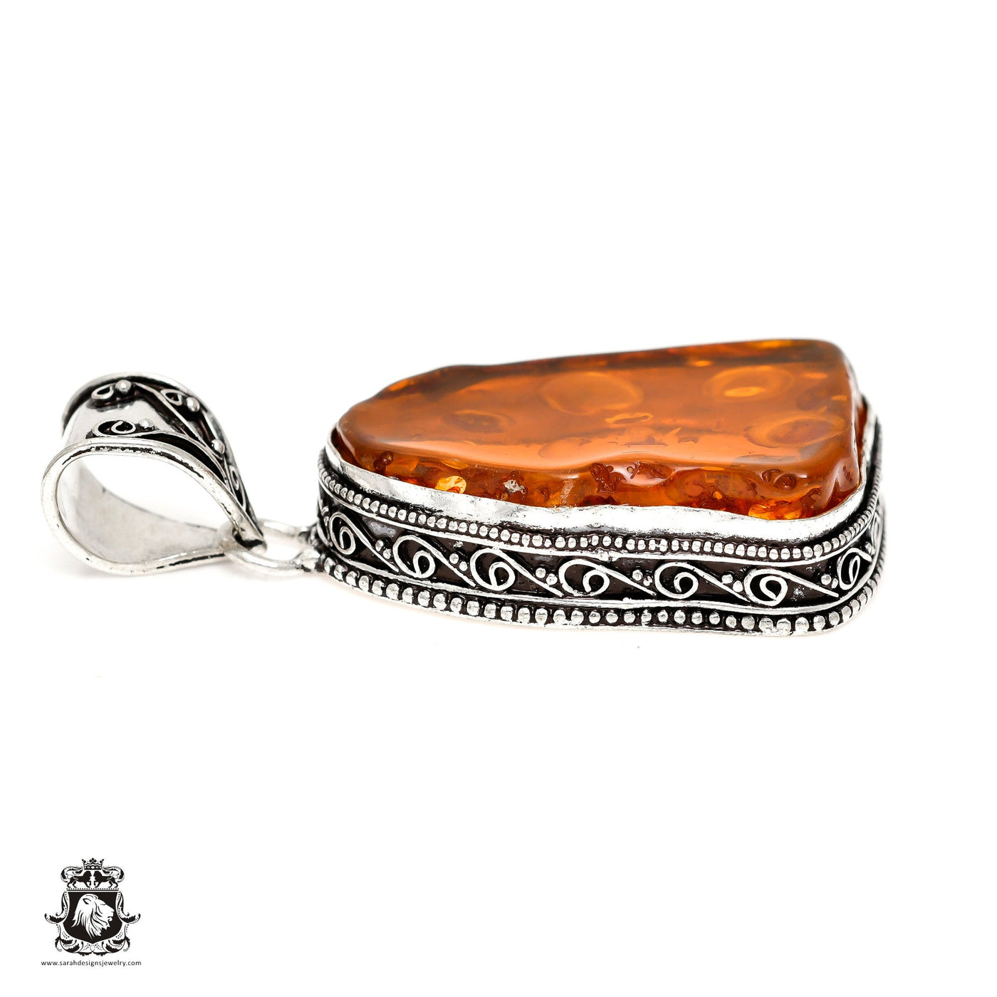 Baltic Amber Vintage Silver Pendant 4mm Snake Chain — Sarah Designs Jewelry