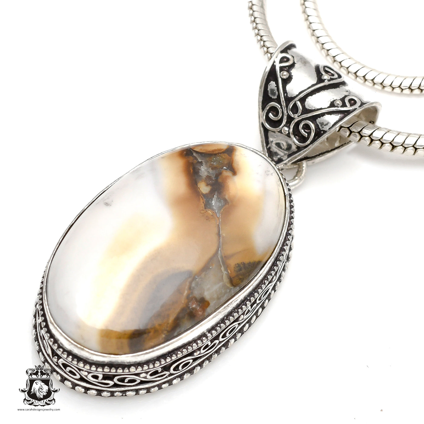King Cobra Jasper Vintage Silver Pendant & Chain V164 — Sarah Designs ...