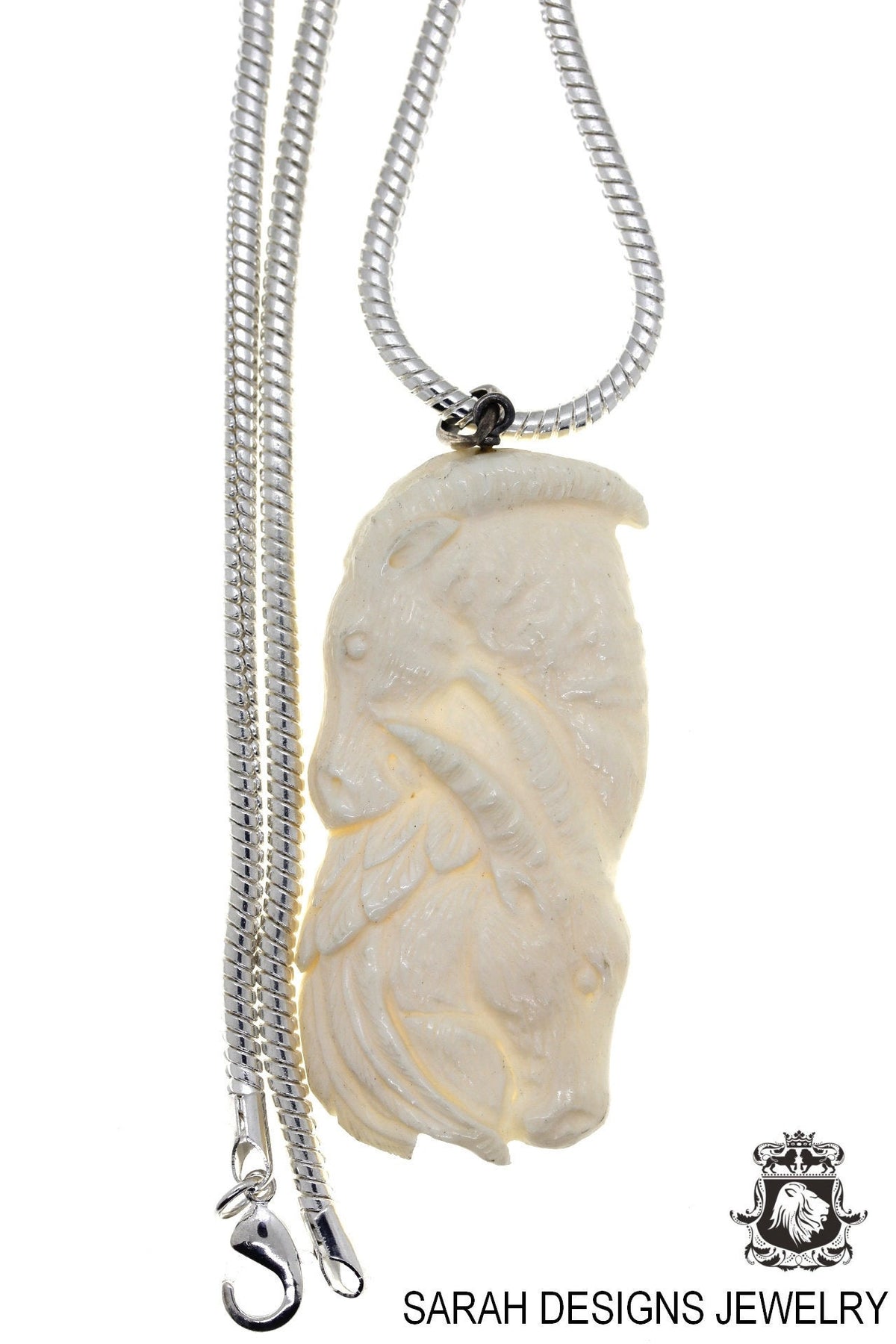 Horse Goat Carving Silver Pendant & Chain C262 — Sarah Designs Jewelry