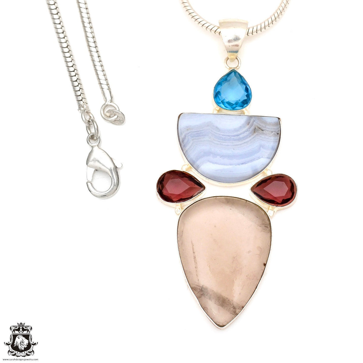 Blue Lace Agate Pendant & Chain P7125 — Sarah Designs Jewelry