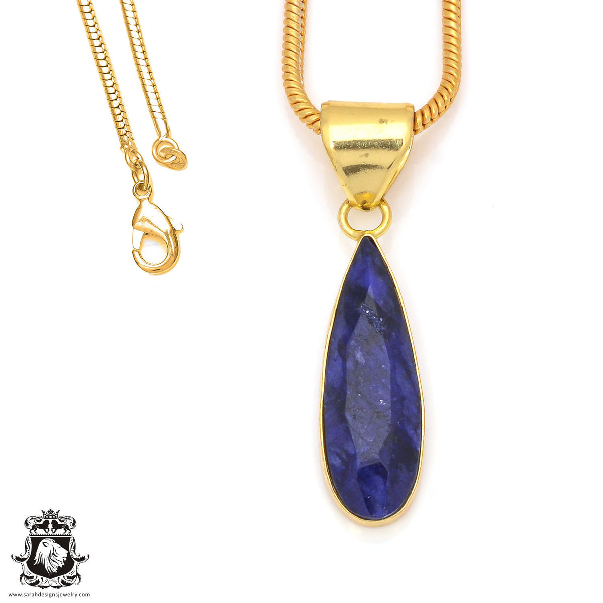 Sapphire 24K Gold Plated Pendant GPH212 — Sarah Designs Jewelry