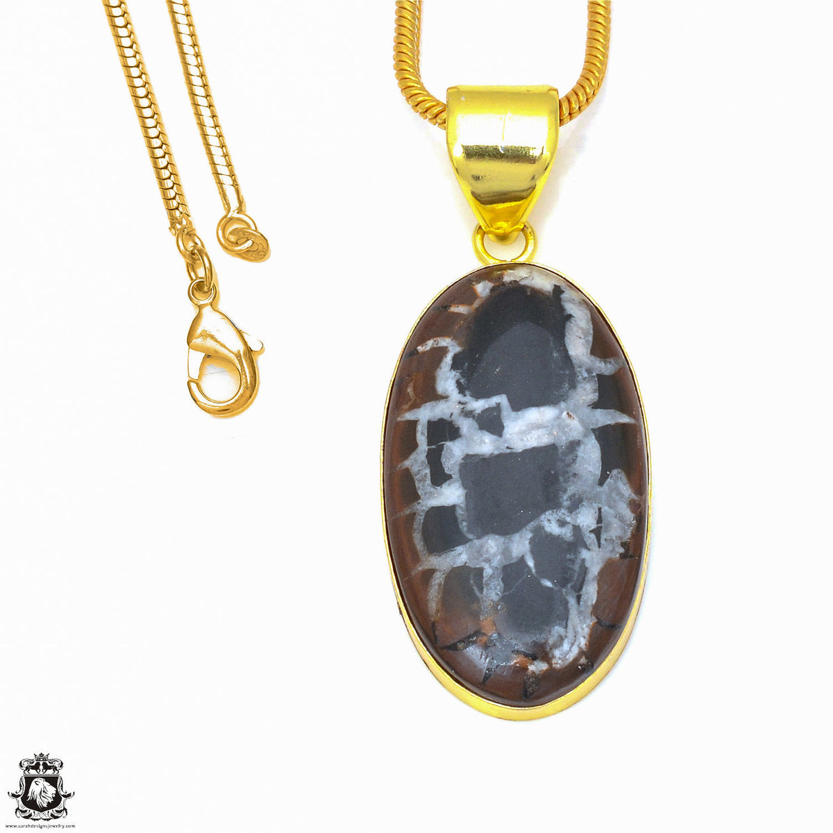 Septarian Nodule 24K Gold Plated Pendant GPH294 — Sarah Designs Jewelry