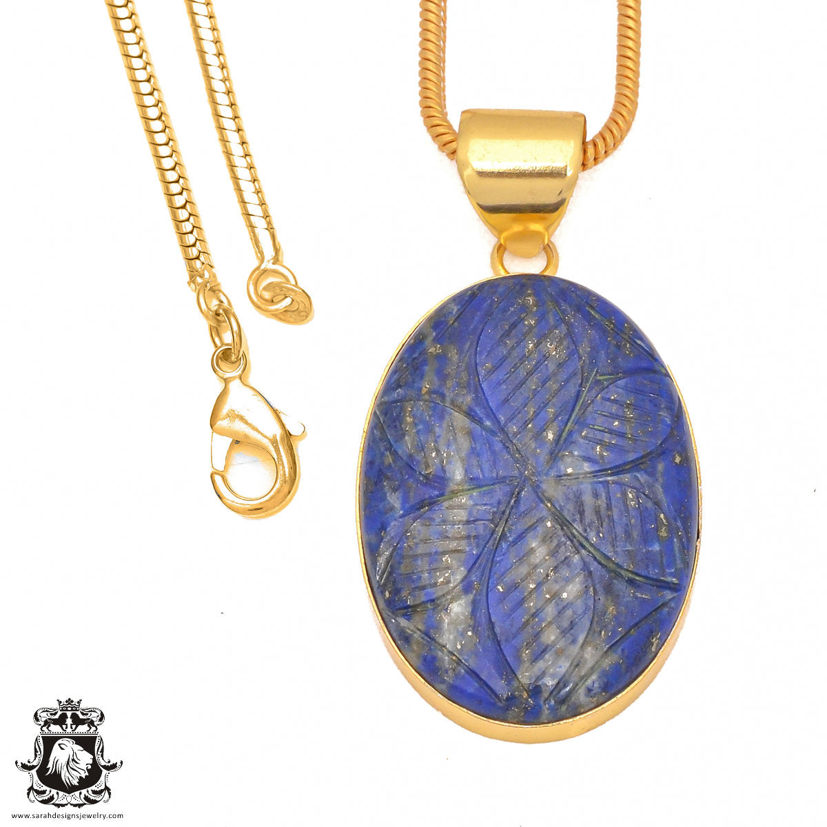Lapis Lazuli 24K Gold Plated Pendant 3mm Snake Chain GPH347 — Sarah ...